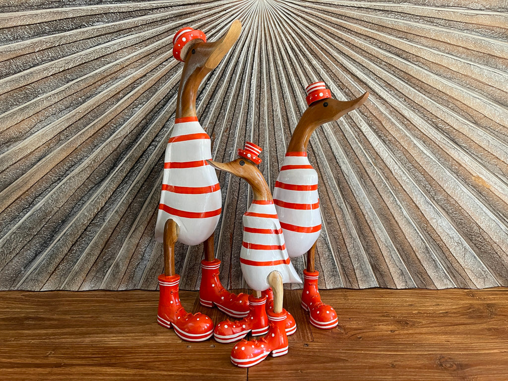 NEW Balinese Hand Carved Wooden L Striped Duck - Bali Rice Paddy Duck ...