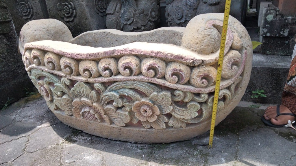 NEW Balinese Hand Crafted Paras Pot - Bali Feature Pot - Carved Bali B ...