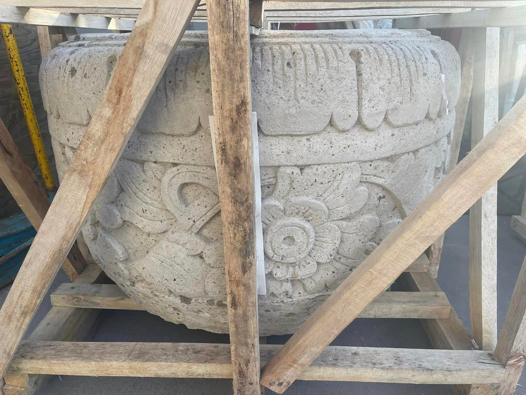 NEW Balinese Hand Crafted Large Paras Pot - Bali Feature Pot - Carved ...