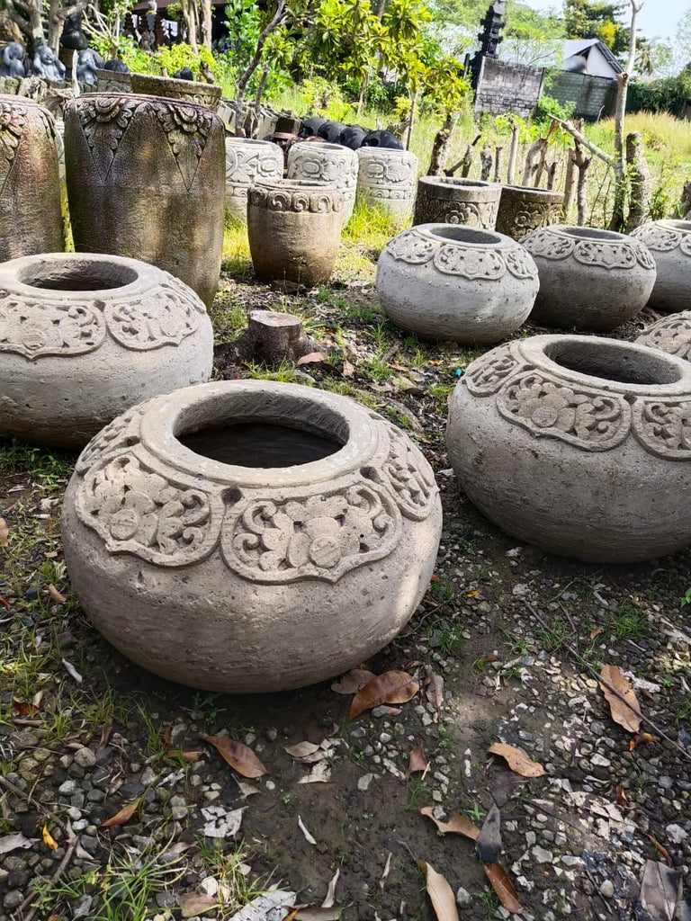 NEW Balinese Hand Crafted Paras Donut Pot - Bali Feature Pot - Carved ...