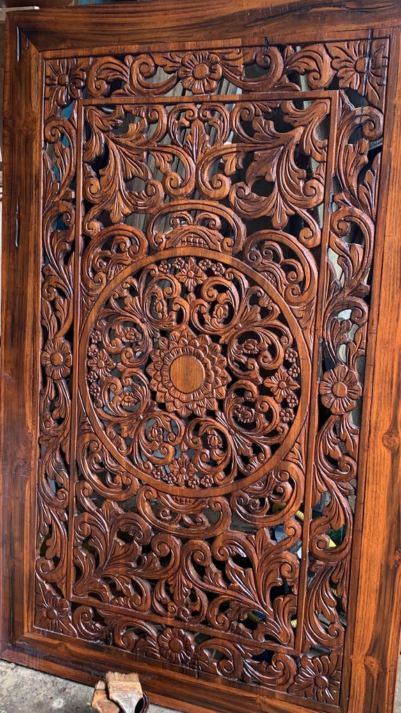 NEW Balinese Carved TEAK WOOD Mandala Panel 160 x 100cm - Bali Teak Ma ...