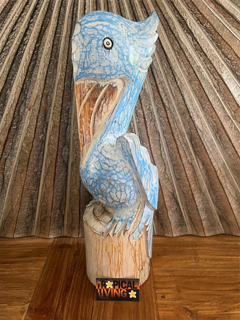 NEW Balinese Hand Carved Wooden Pelican Sculpture - Wooden Bali Pelica ...