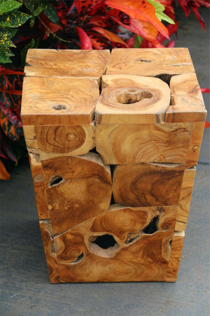 NEW Balinese Hand Crafted Teak Wood Stool - Bali Feature Pot - Bali Fu ...