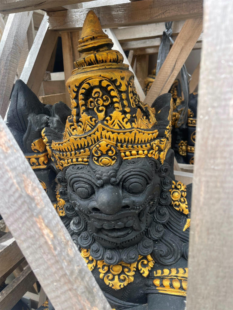 New Balinese Set of 2 115cm Raksasa Cast Concrete Statues - Bali Entry ...