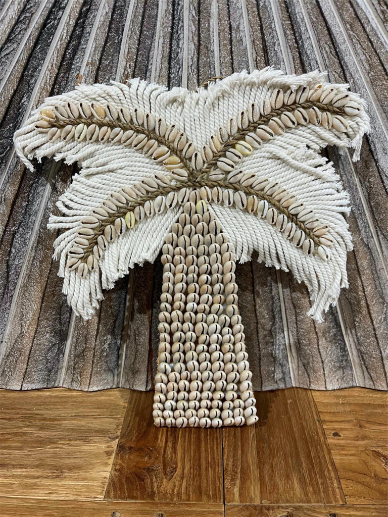 Hand Crafted Balinese Palm Tree Wall Art w/Shell Trim - Bali Palm Tree ...