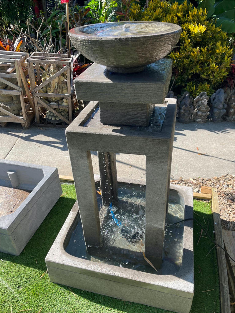 NEW Balinese Modern 4 Column Water Feature - Bali Water Feature - Bali ...
