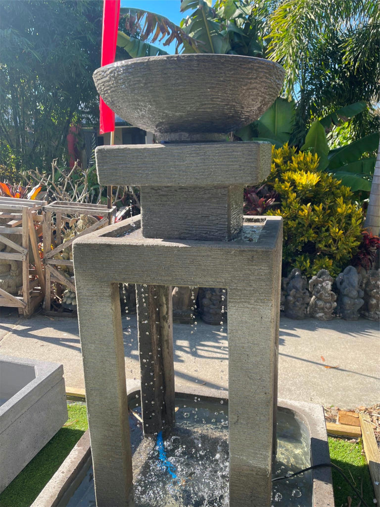 NEW Balinese Modern 4 Column Water Feature - Bali Water Feature - Bali ...