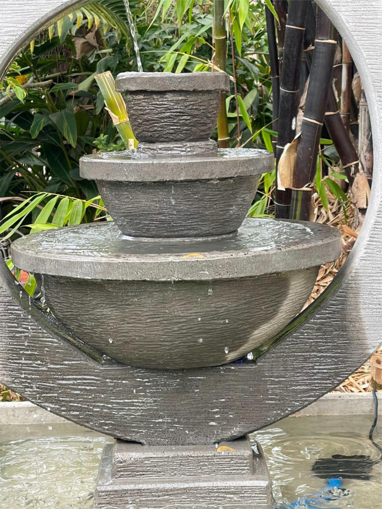 NEW M Balinese 3 Bowl Horseshoe Water Feature - Bali Water Feature - B ...