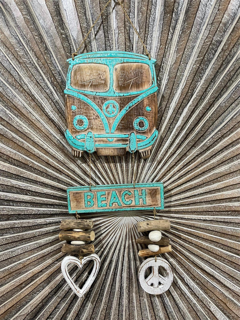 NEW Balinese Timber Combi BEACH Sign Love heart/Driftwood/Peace Sign C ...