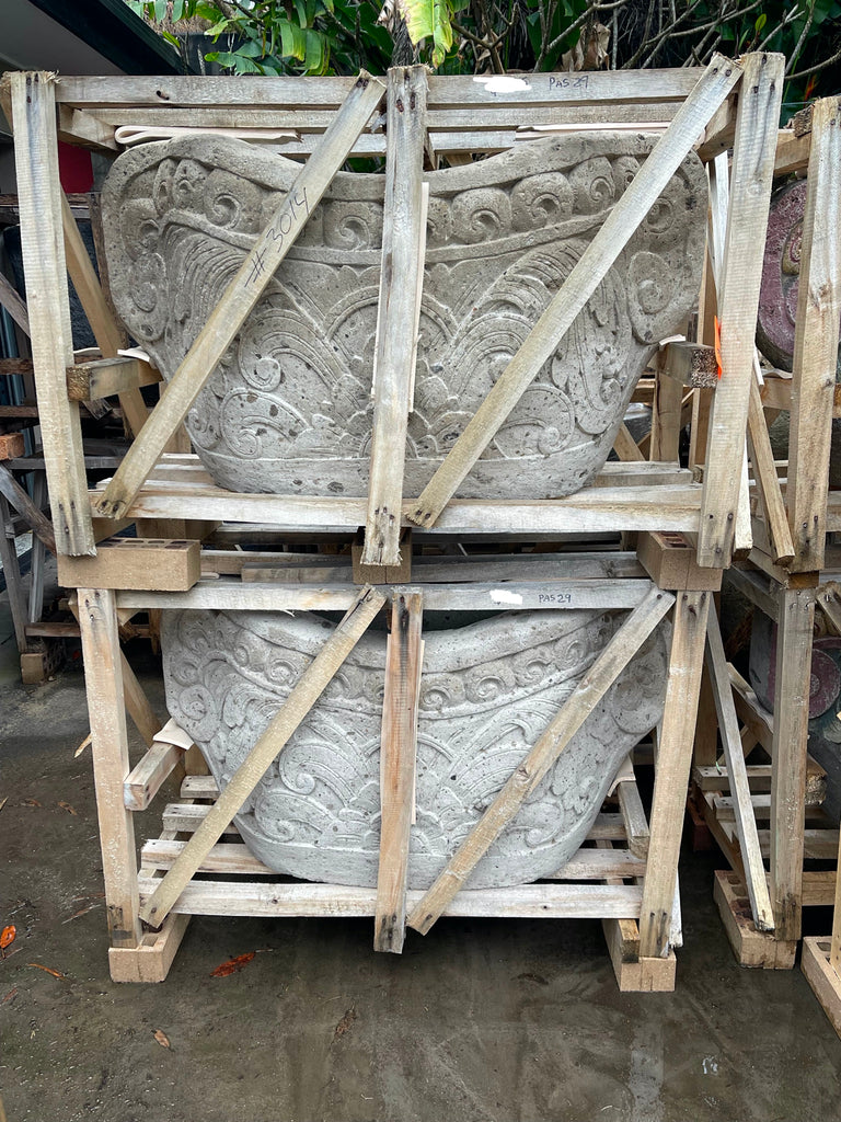 NEW Balinese Hand Carved & Crafted Paras Pot - Bali Feature Pot Carved ...