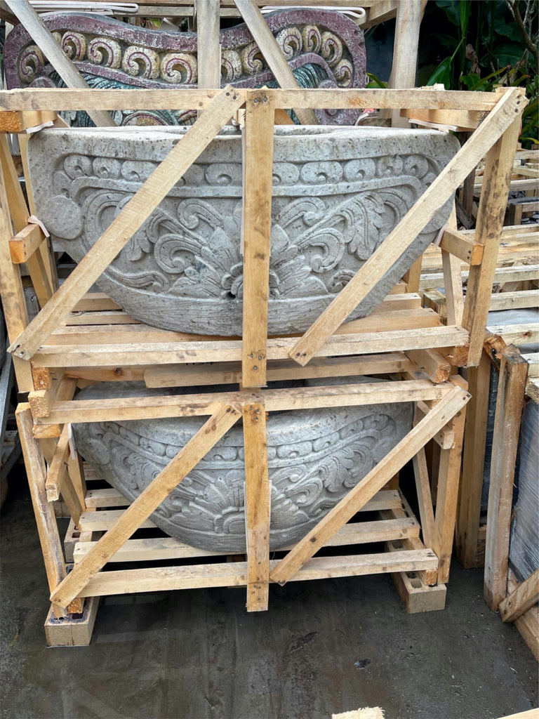 NEW Balinese Hand Carved & Crafted Paras Pot - Bali Feature Pot Carved ...